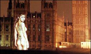 Gail Porter Projection lights up London BBC News - EMF Technology