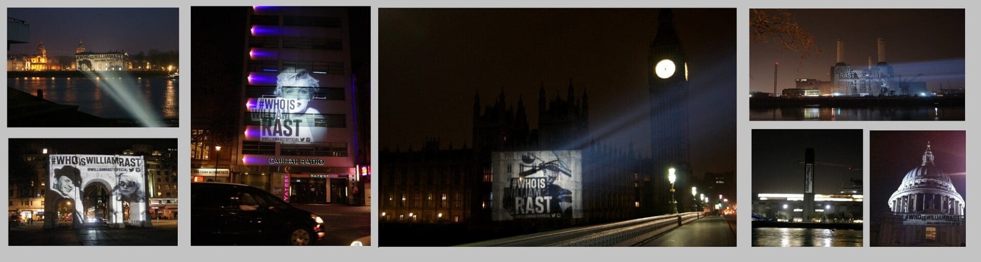 Projection Campaign across London #WhoIsWilliamRast - EMF Technology