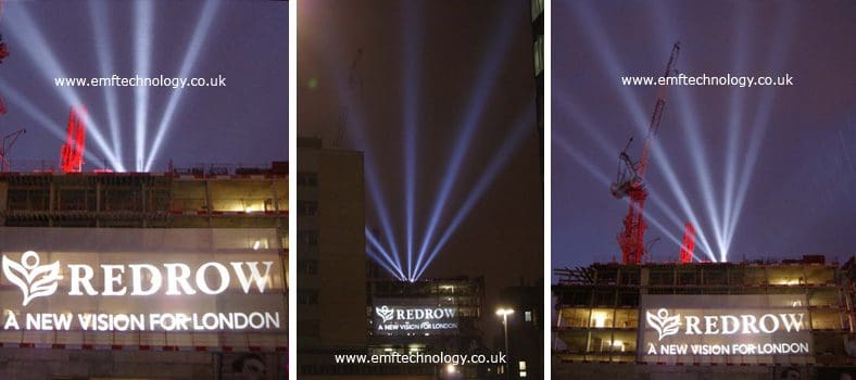 Searchlight and Projection show for Redrow exclusive London Launch ...