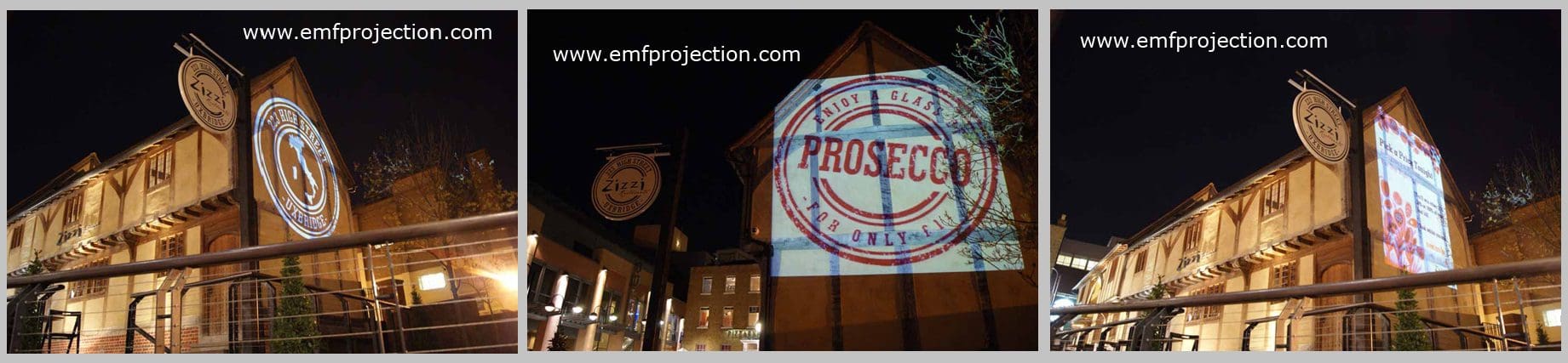 Outdoor Building Projection - Zizzi! - EMF Technology
