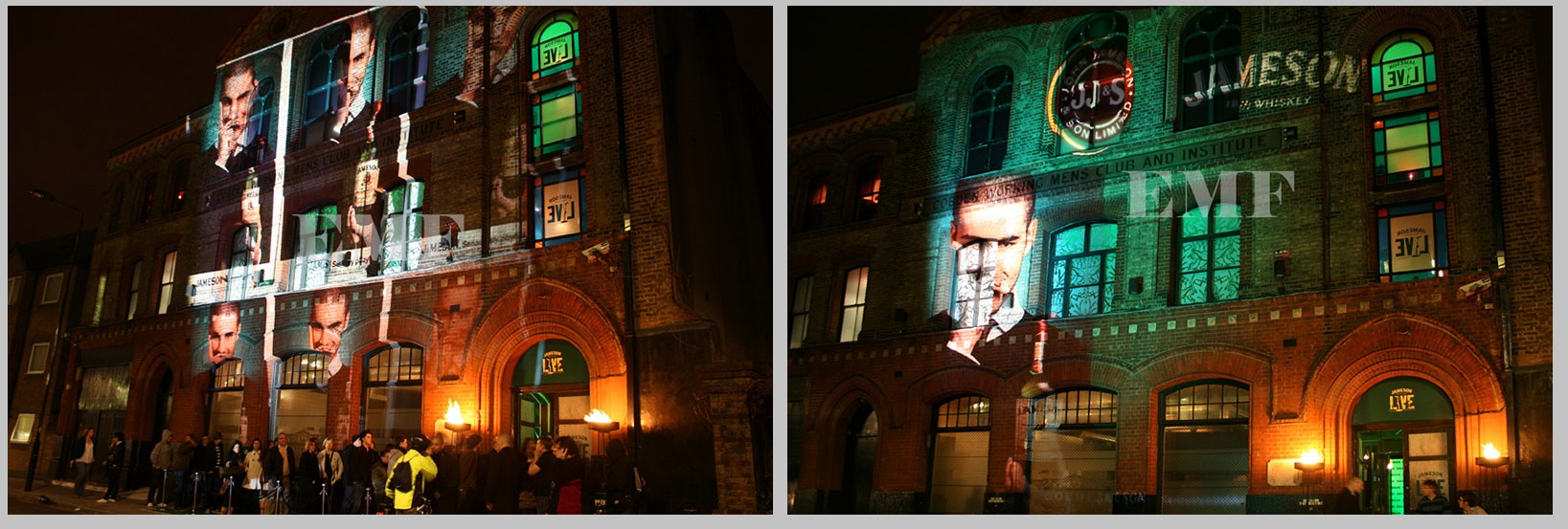 Jameson Outdoor Building Slide & Data Video Projections, London. | EMF ...